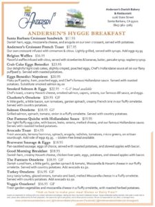 Andersen's Menus - Andersen’s Danish Bakery & Restaurant