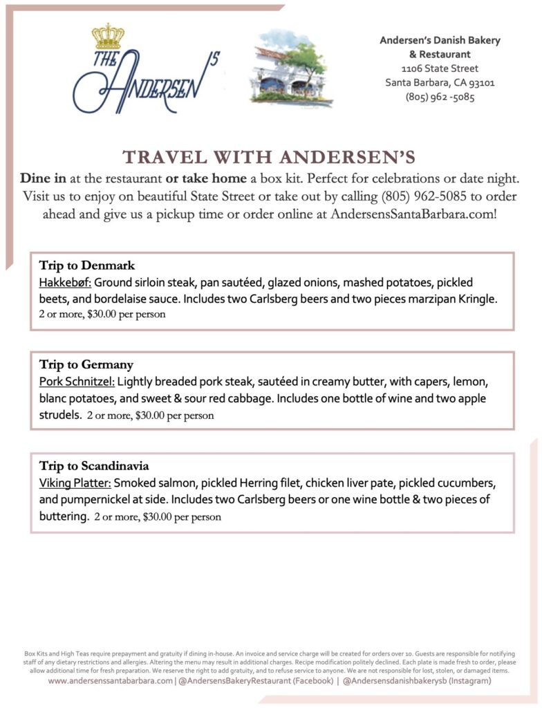 Andersen's Menus - Andersen’s Danish Bakery & Restaurant
