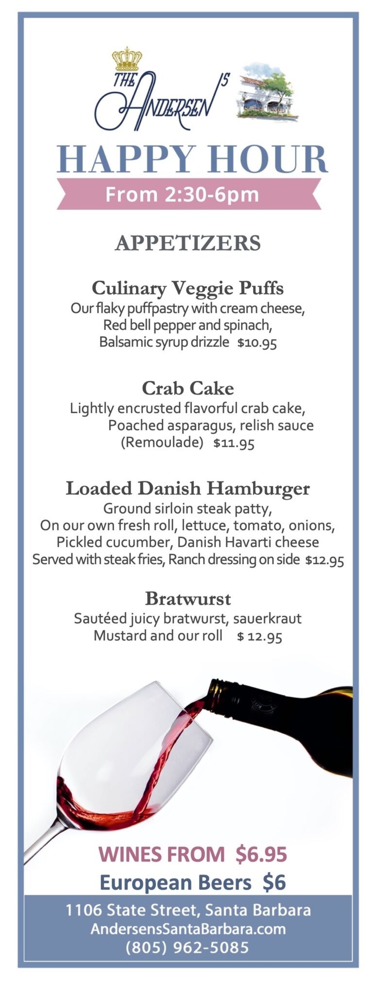 Andersen's Menus - Andersen’s Danish Bakery & Restaurant